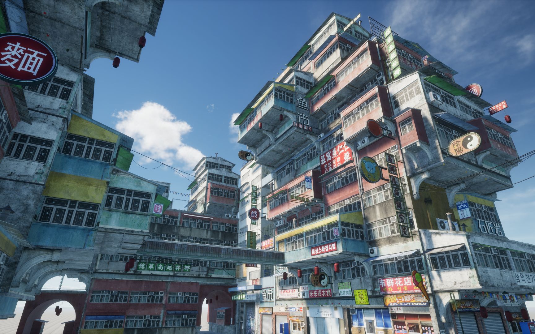 UE4 虚幻4 Unity3D U3D自制写实中国香港唐人街城市建筑3D模型...
