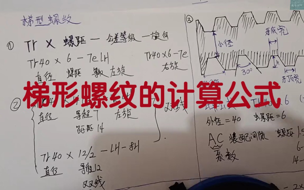 梯形螺纹的形式,以及梯形螺纹的计算公式!学习一下!