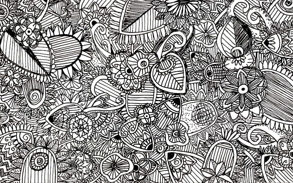 【久期若远】适合这个季节的植物禅绕画黑白线条画～(中间有段没录...