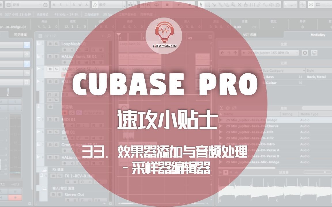 【中文字幕】Cubase Pro速攻小贴士-33.效果器添加与音频处理-采样...