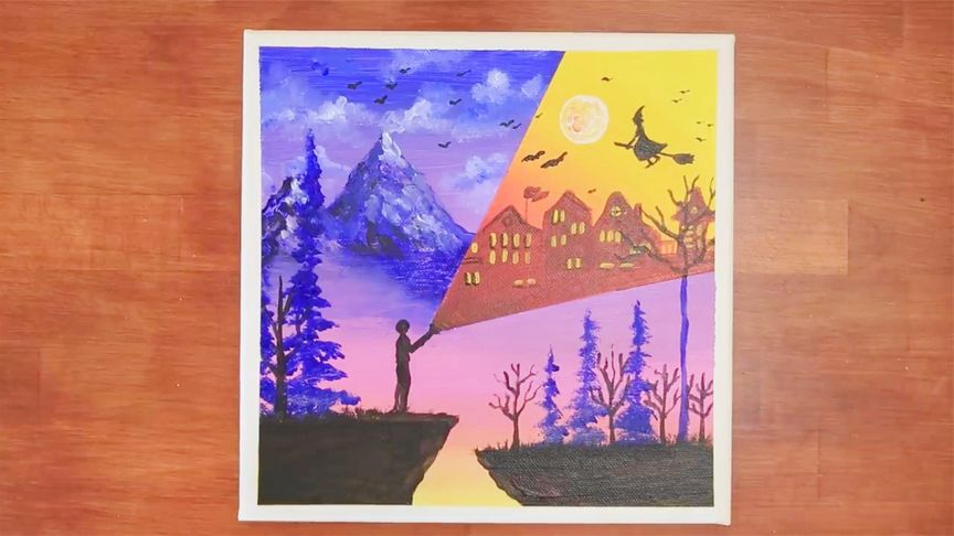 手工绘画教程,简单又有创意的风景画!