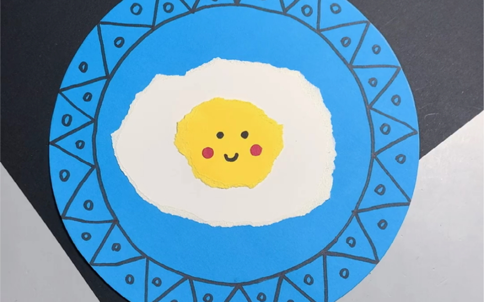 煎蛋撕纸画,幼儿园创意手工