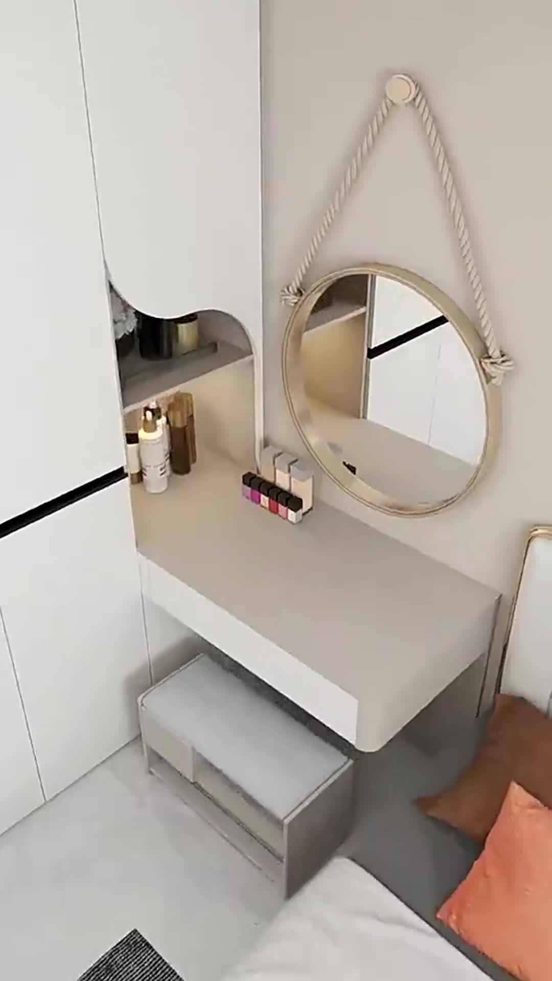 #装修 室内设计:卧室衣柜链接梳妆台案例分享 #卧室