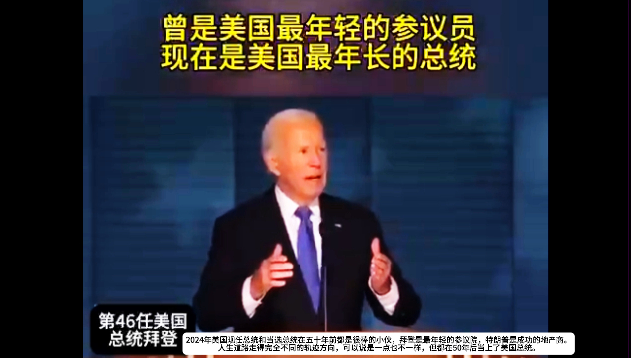 2024年美国现任总统和当选总统在五十年前都是很棒的小伙,拜登是最...