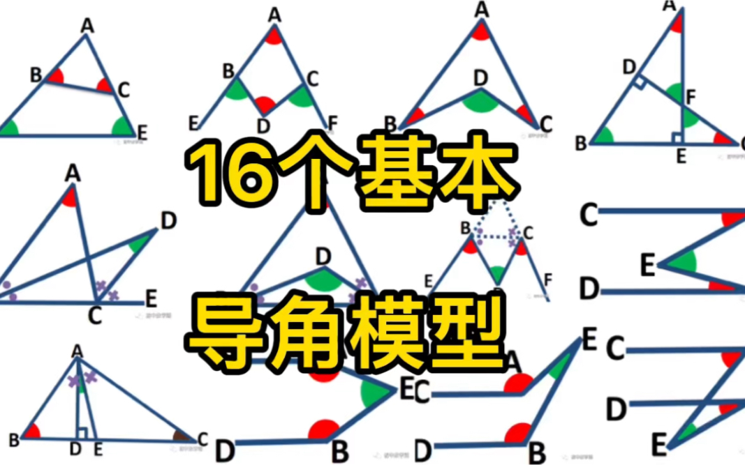 初中几何导角模型ߔ�16个基本导角模型❗️初中几何模型,初中几何...