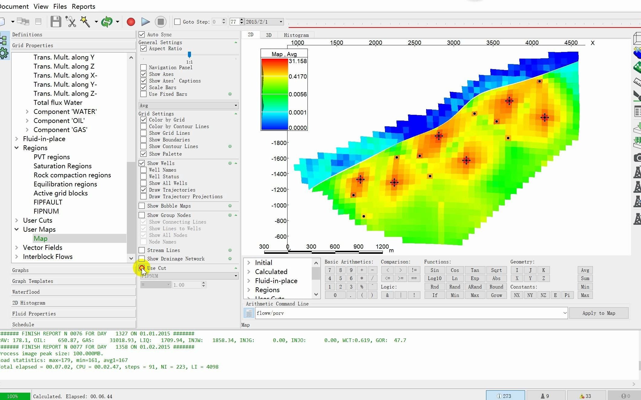 tNavigator中Cut用法介绍1-以小层(储量分区)为单位制作平面图