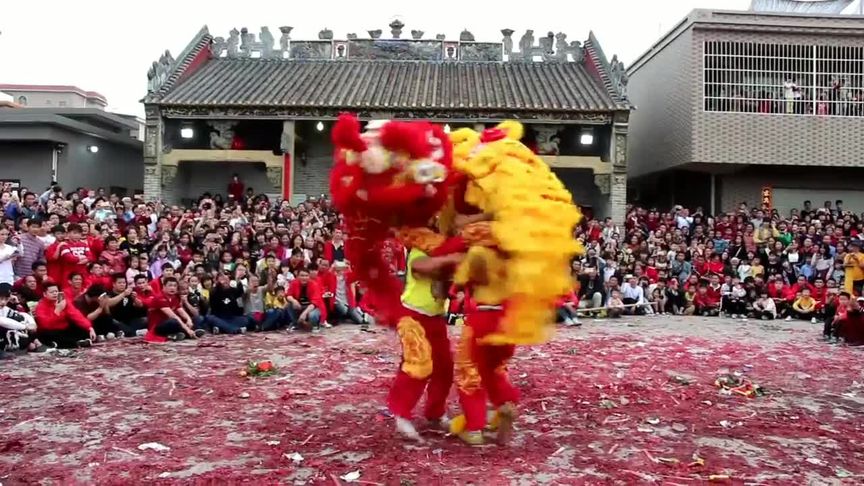 花都大乌石黄氏宗祠,中联黄飞鸿龙狮团表演ߑ�#传统文化