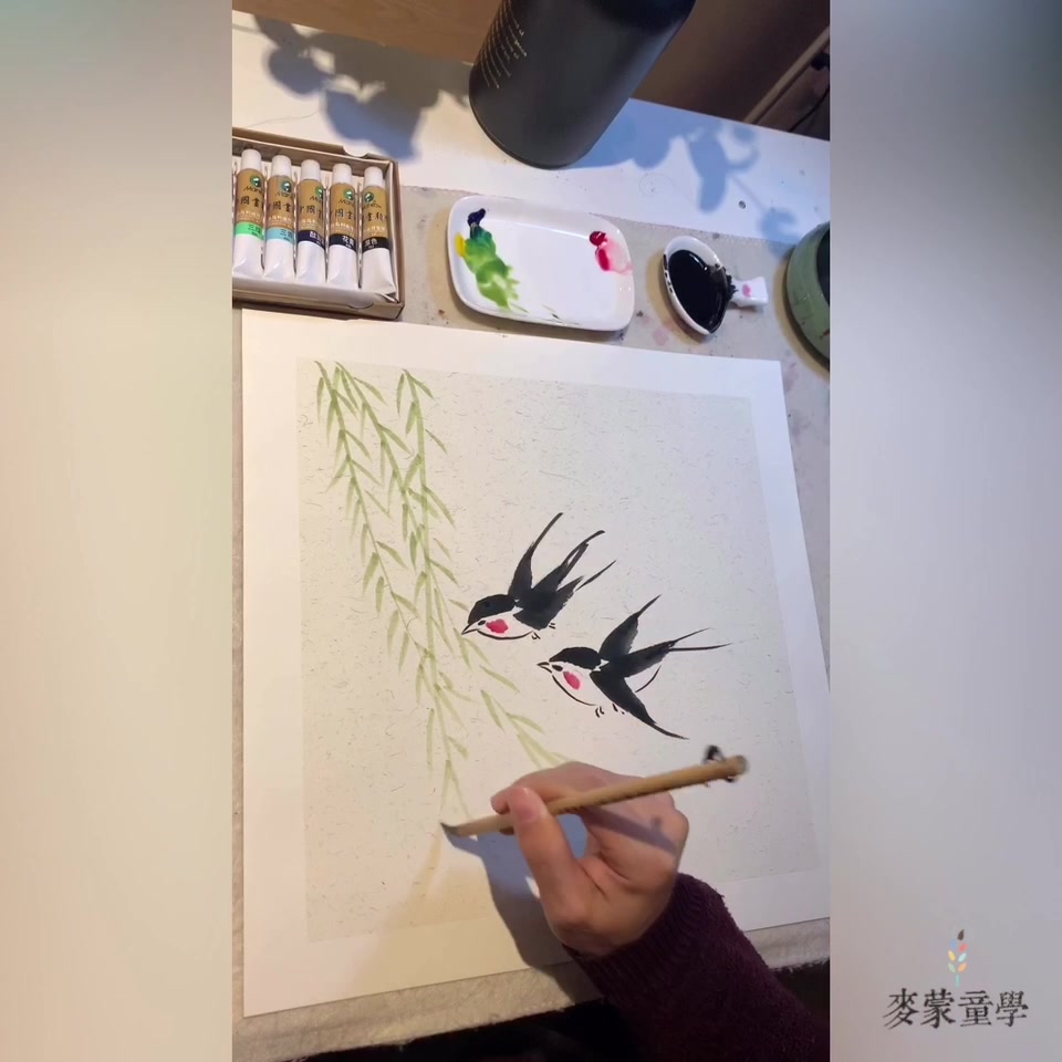 【黑猫老师】国艺水墨画·燕子