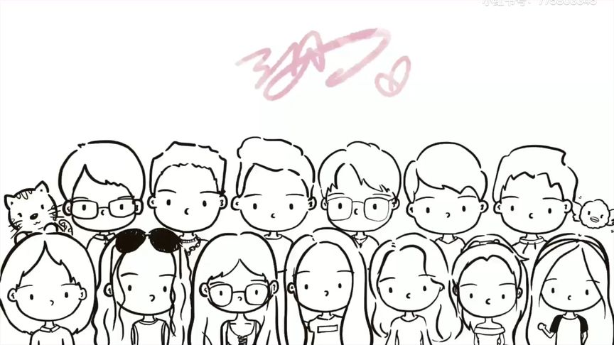 简笔画教程|可爱黑白卡通小人头像