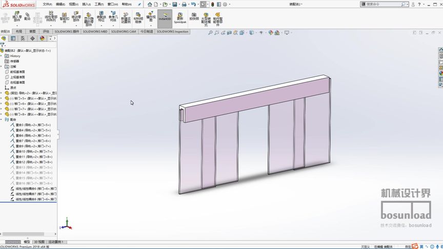solidworks装配:高级配合(一)线性耦合在电梯移门上的应用!
