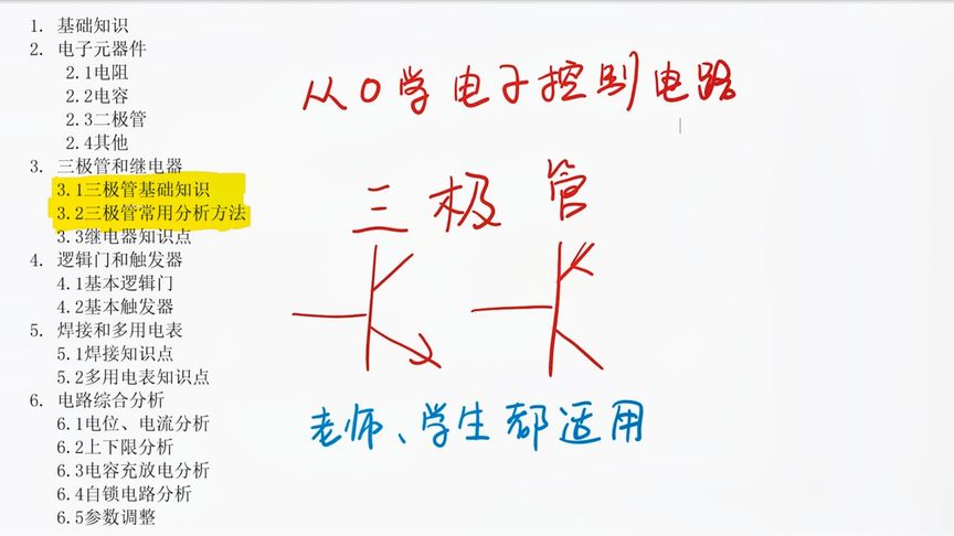 【从0学通用技术】电控5三极管1-浙江技术学科选考