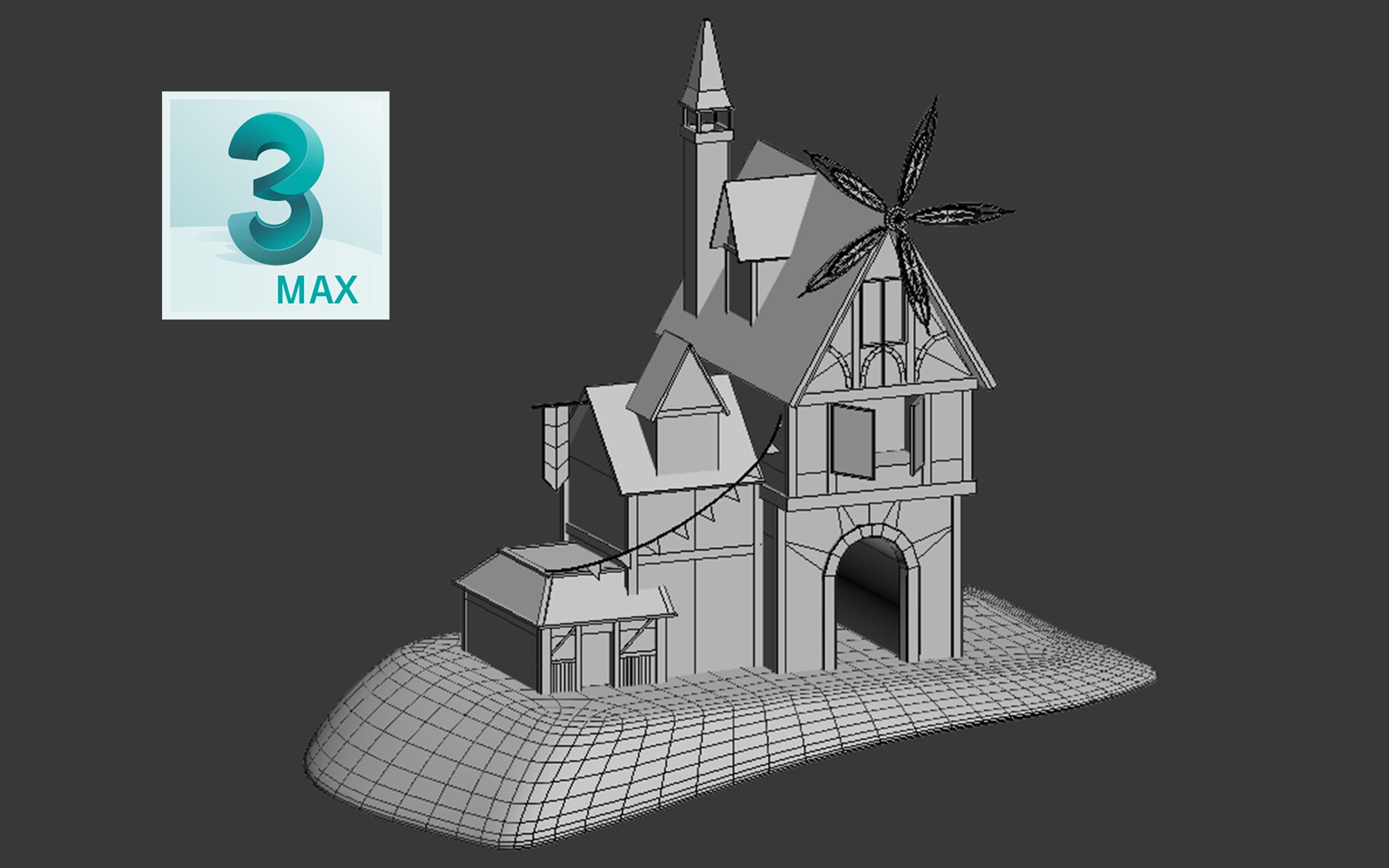 【3DMAX场景建模】零基础场景模型搭建教学,从原画思路开始入手