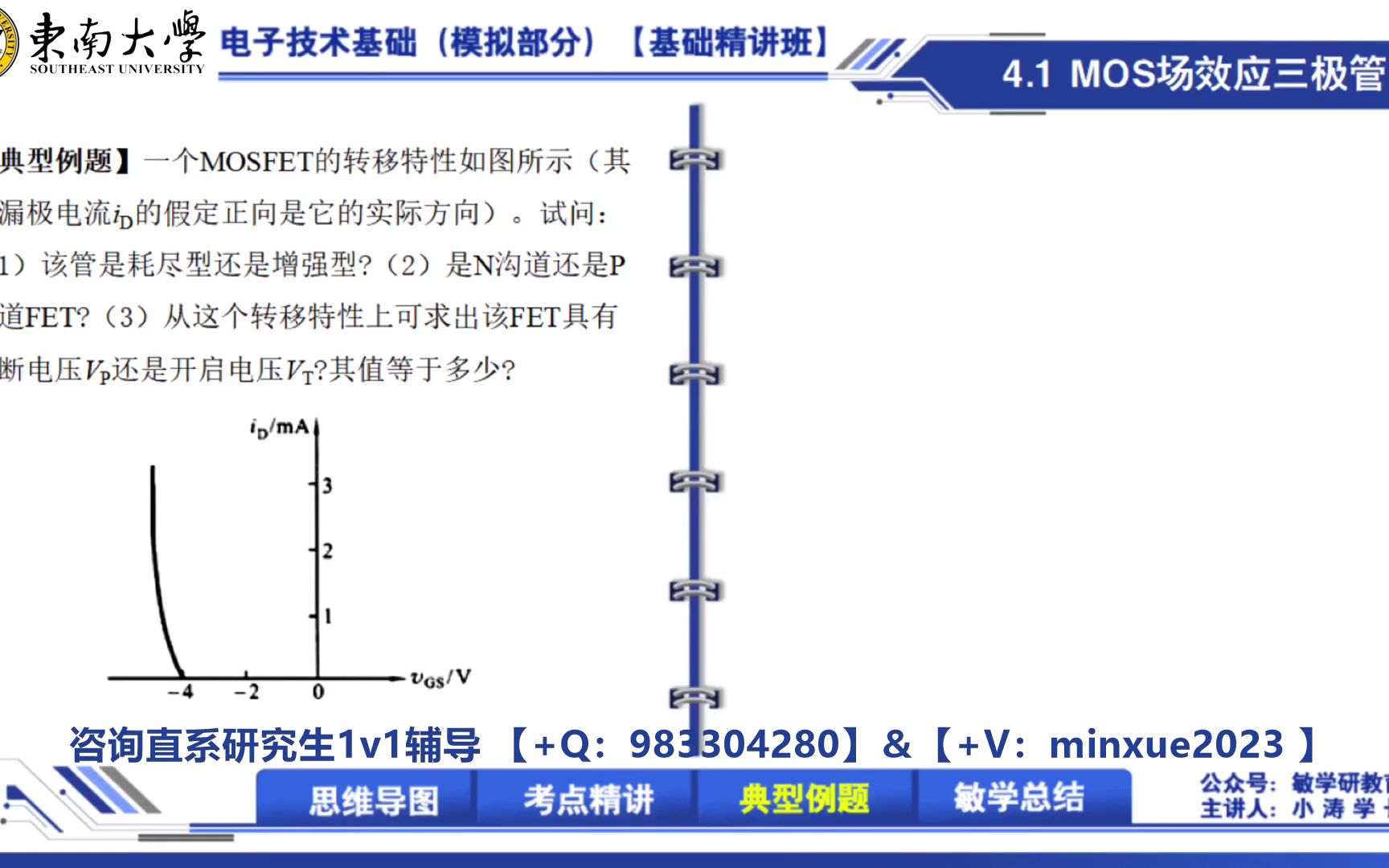 ...设计928电子技术基础模电直系学长考研初试专业课讲解MOS场效应...