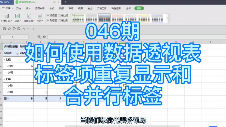 046期,wps数据透视表标签项重复显示和合并行标签