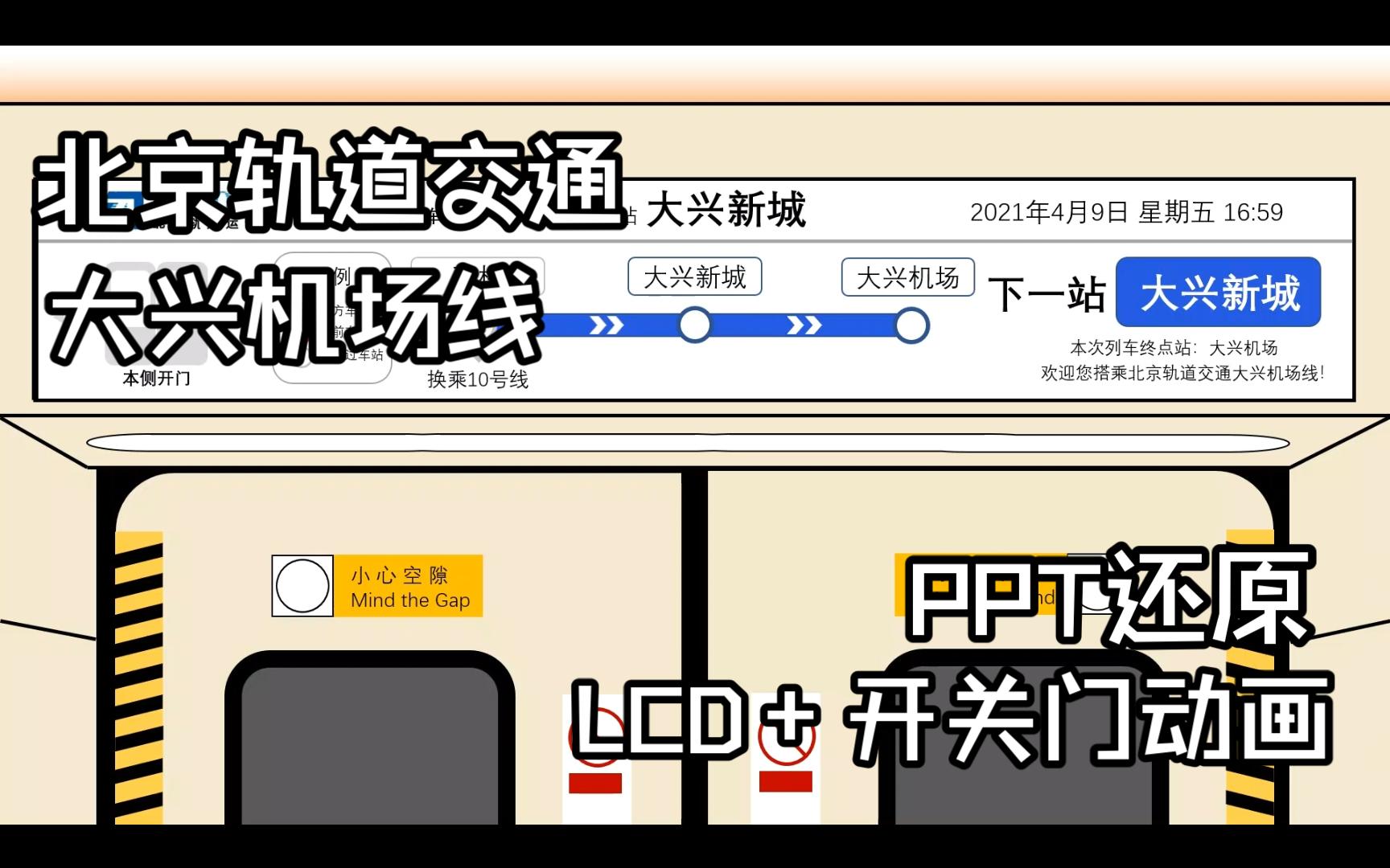 【北京轨道交通】PPT还原大兴机场线LCD+开关门动画