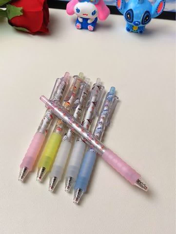 云握限定卡通ins高颜值按动笔0.5st黑色速干刷题笔顺滑学生中性笔黑#...