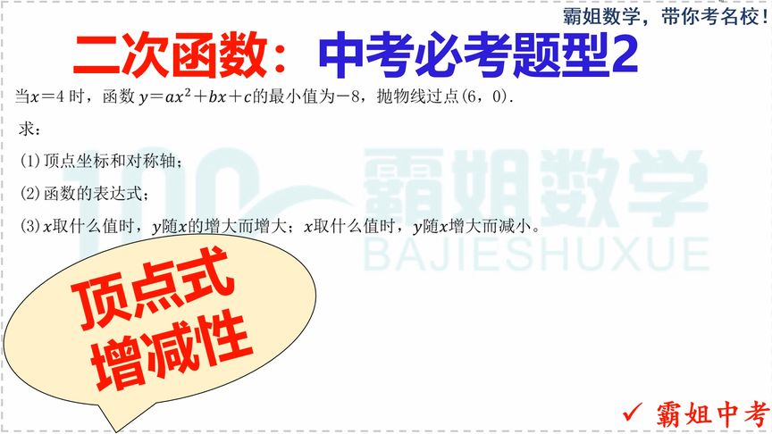 第2集︱二次函数︱中考必考题型-顶点式+增减性