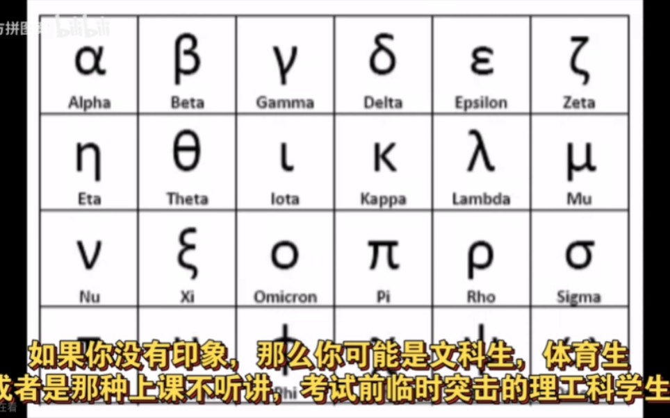 大学生常见的希腊数学字母