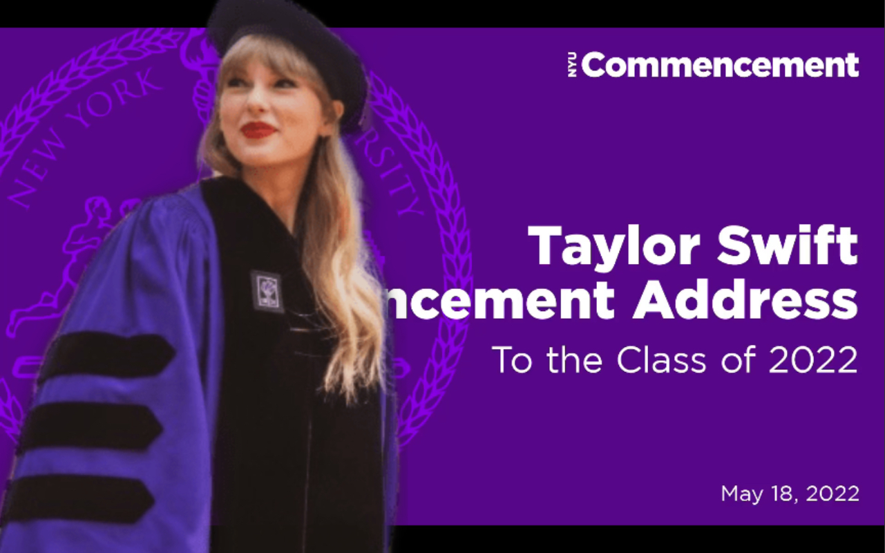 【中文字幕】Taylor Swift 2022届纽约大学毕业典礼完整版致辞!恭喜 Dr...