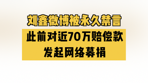 刘鑫微博被永久禁言,此前对近70万赔偿款发起网络募捐