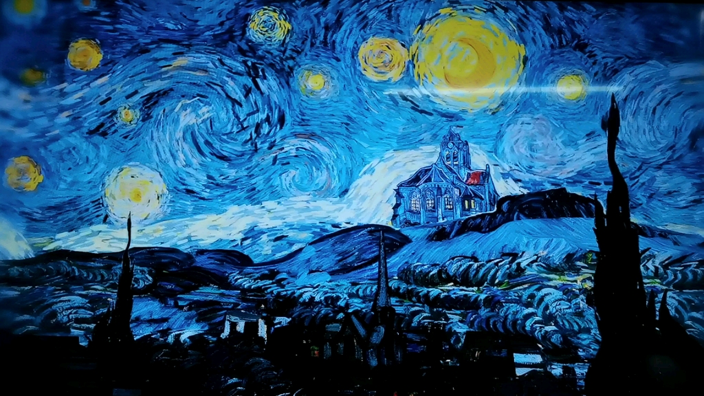 当梵高的《星月夜》流动起来是什么样子?