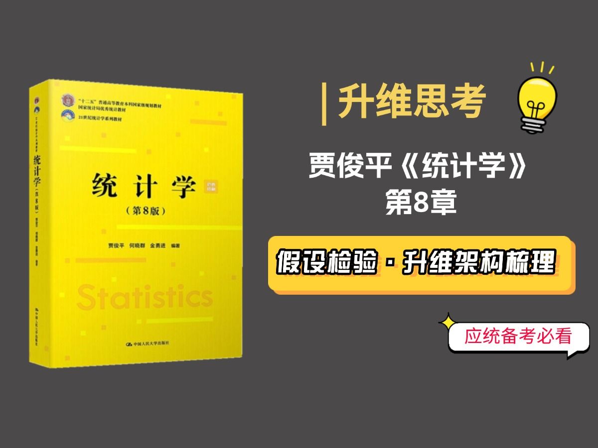 统计学升维思考| 贾俊平《统计学》第8章假设检验·升维架构梳理-By...