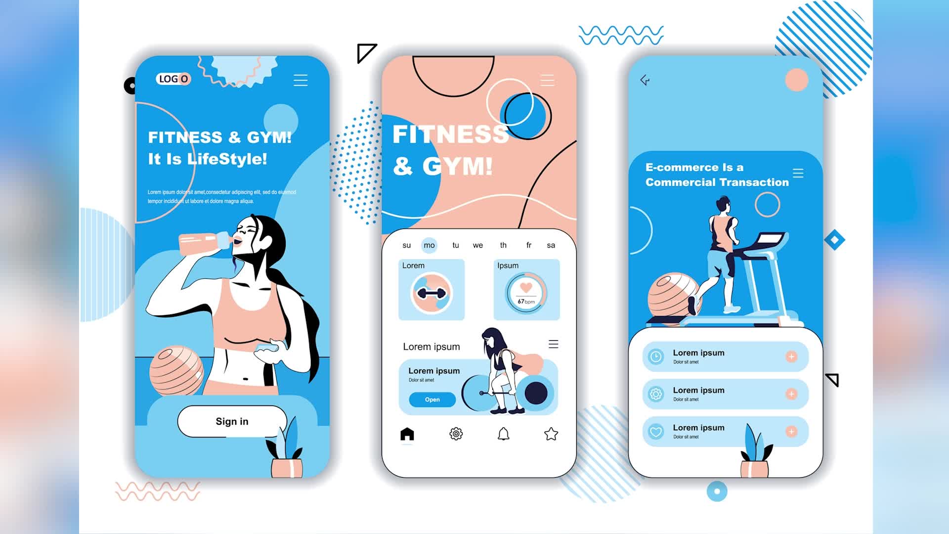 健身运动健康手机APP界面UI设计模板