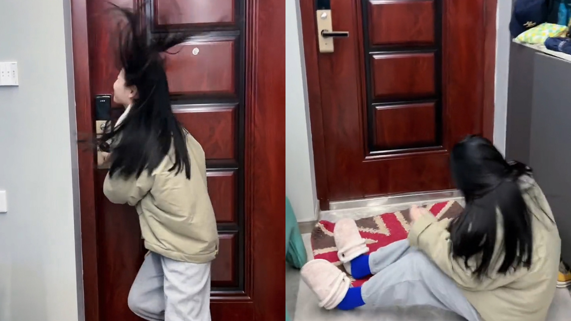 女生住高层大风天欲出门,开门瞬间被风强势送回:被“风控”了