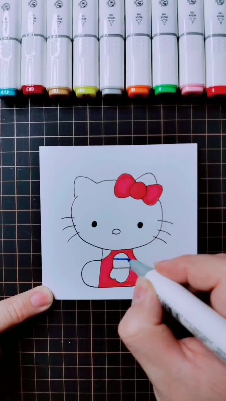 可爱Kitty猫简笔画～