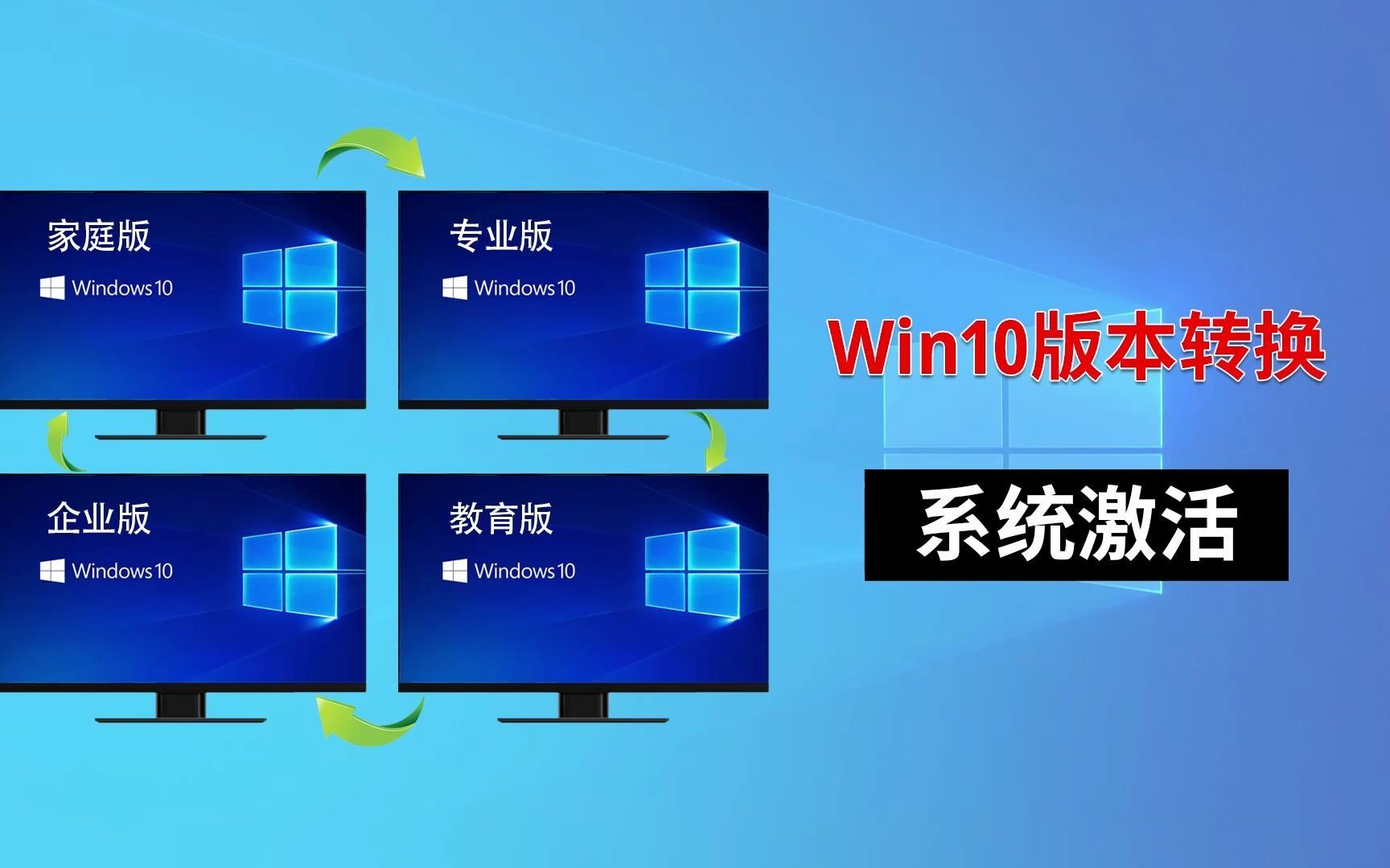 Windows10 电脑激活,家庭版、专业版,各版本一键转换!
