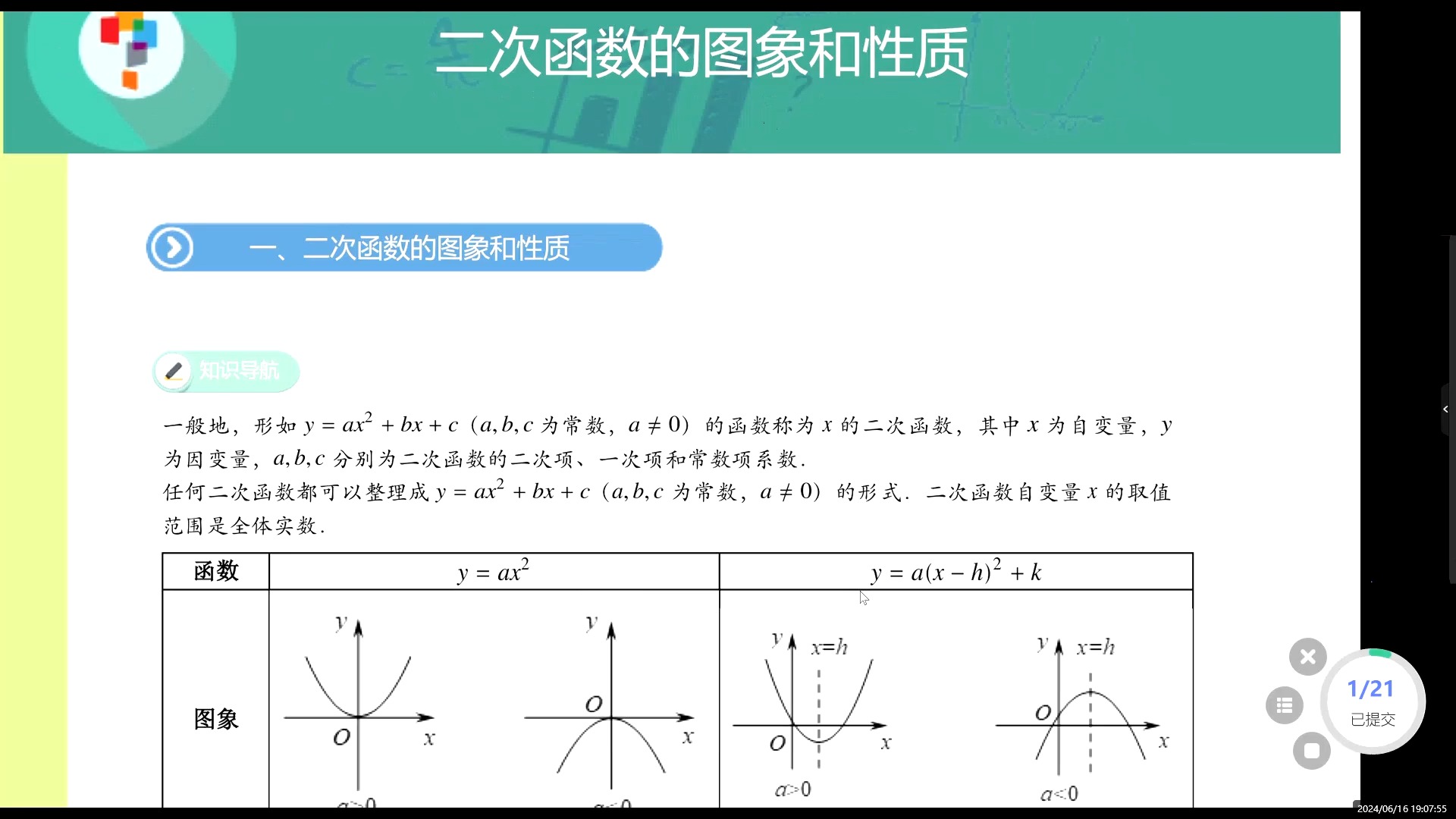 二次函数的图像和性质--初二春季第十四讲S-