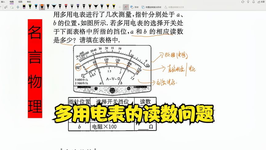 多用电表的读数问题