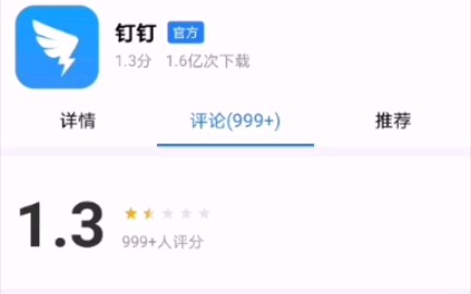 钉钉在应用商店的评分!