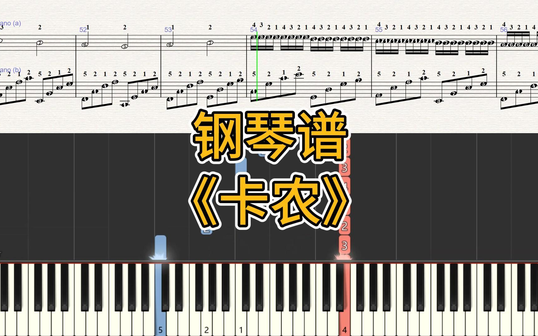 【钢琴谱】卡农 完整版 带指法