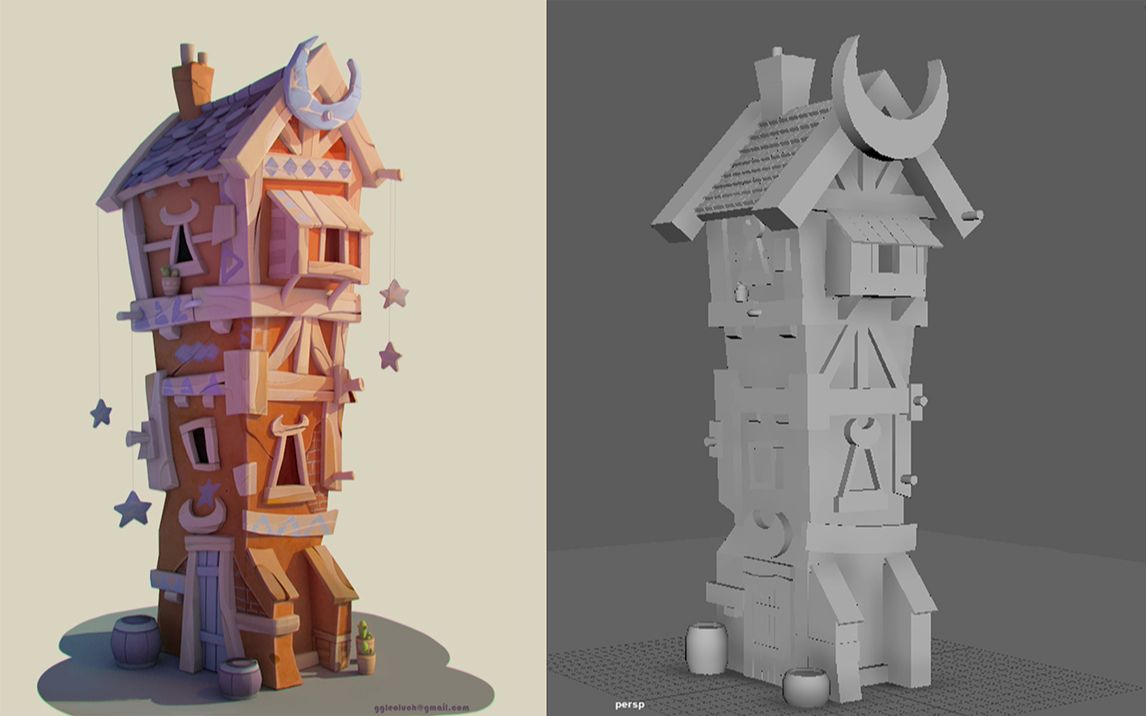 【maya建模】零基础到房子建模,欧风美卡通房子3D建模