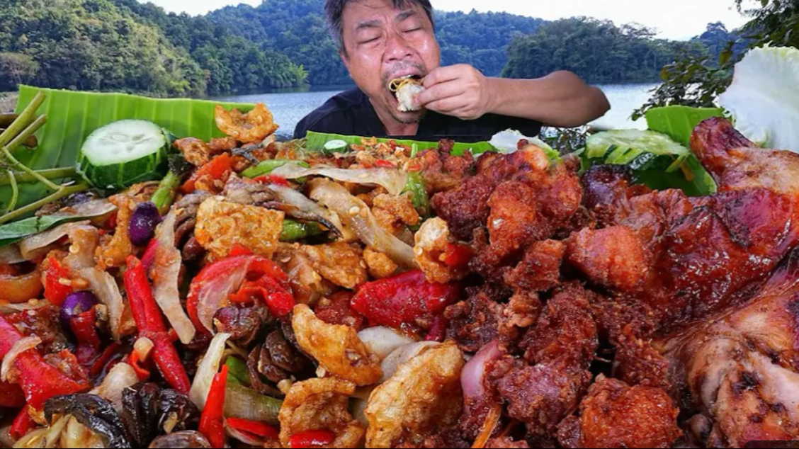 泰国吉姆大叔|炸鸡 蜂蜜烤鸡大杂烩 配糯米饭超香|无说话