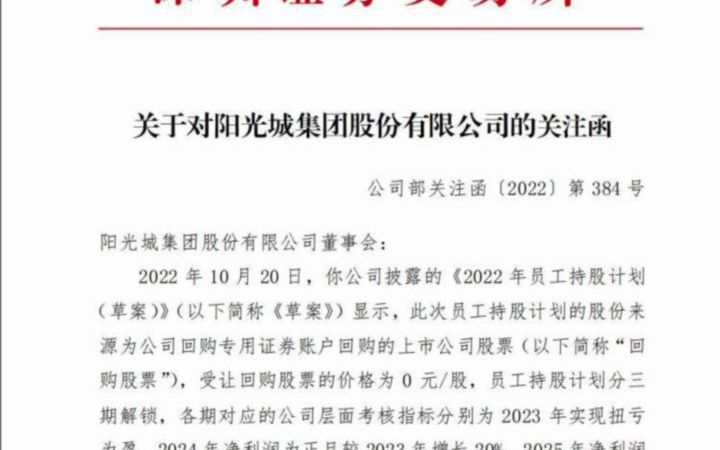高管利益输送? 阳光城“0元购”员工持股计划引争议 深交所下发关注函