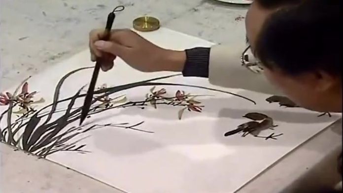 跟着李苦禅和欧阳中石弟子学国画,工笔画肌理特殊技法