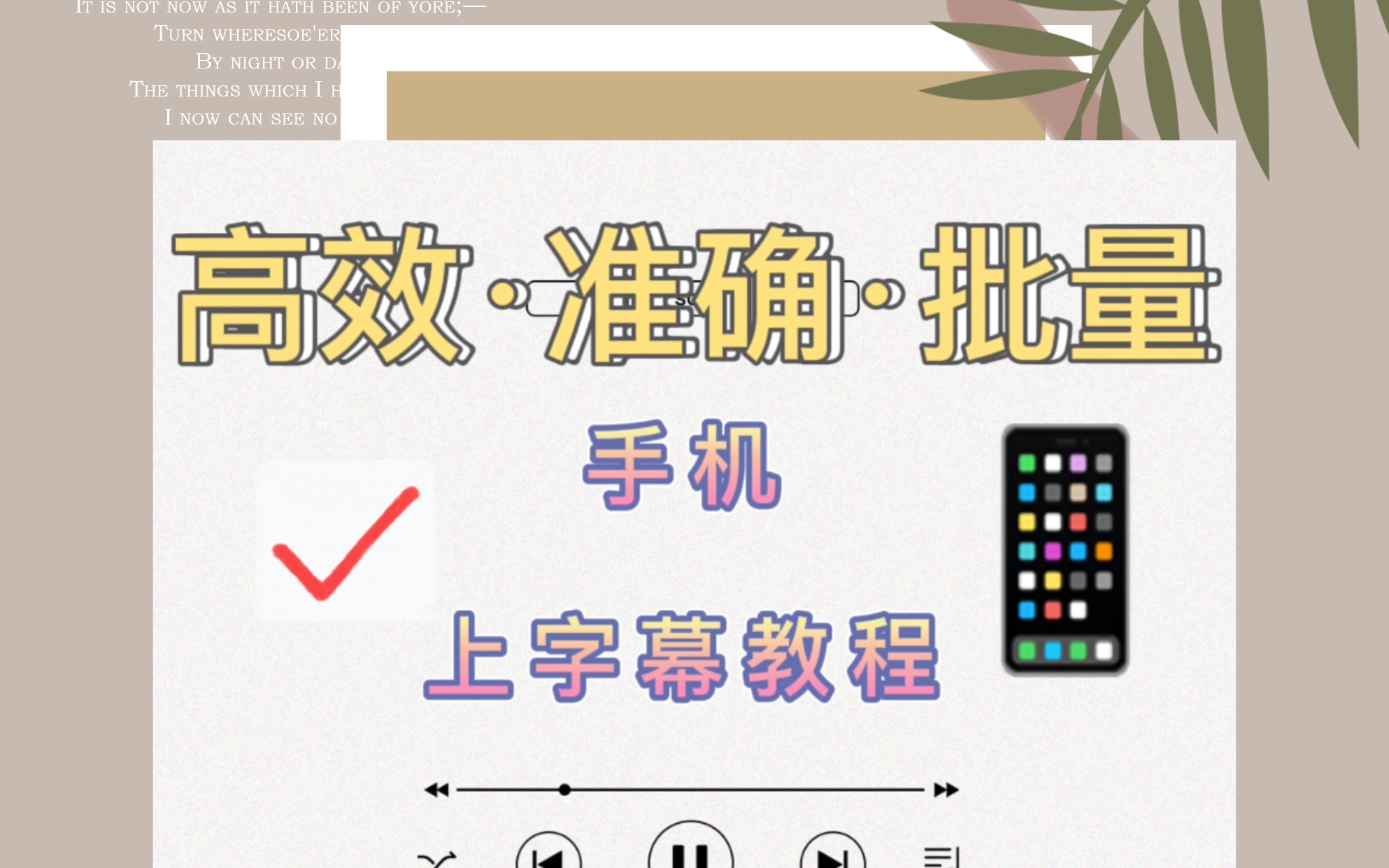 《Vlog创作学院》:手机上字幕教程|高效+准确+批量 上字幕|视频剪辑...