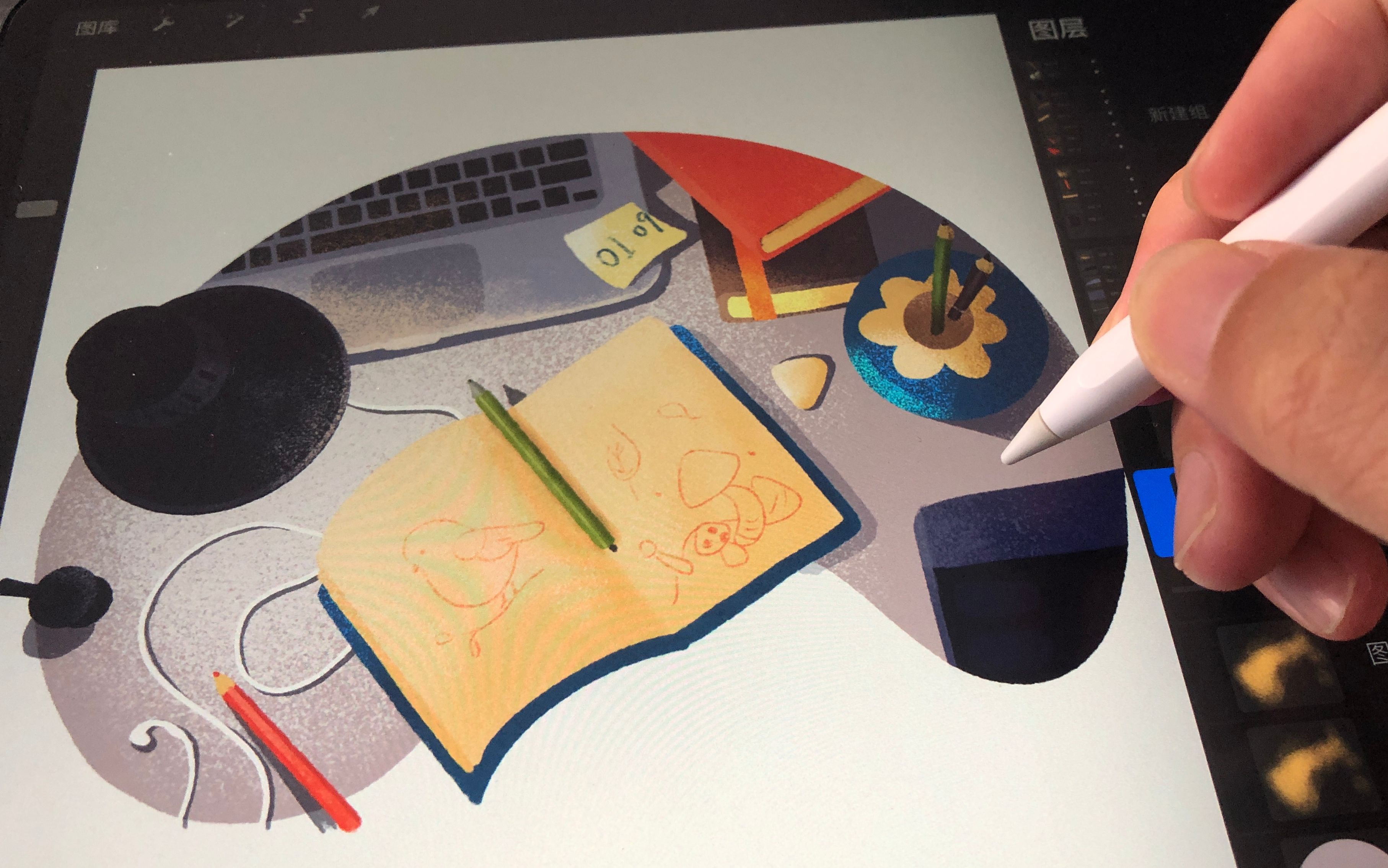 【iPad绘画 | Procreate教程】临摹澡点笔刷风格的小插画,其实也没...