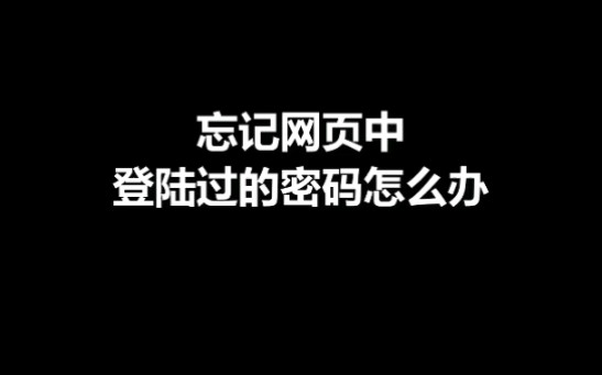 教你查看网页中登录过却忘记的密码