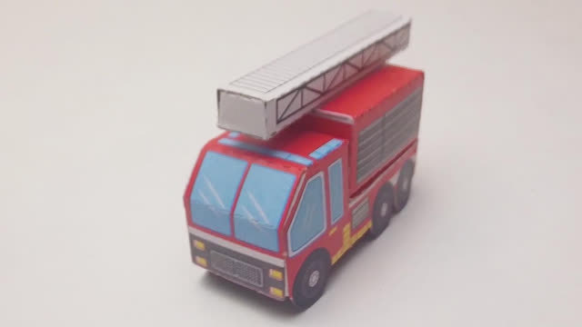 消防车立体折纸玩具,最简易的模型,DIY手工制作