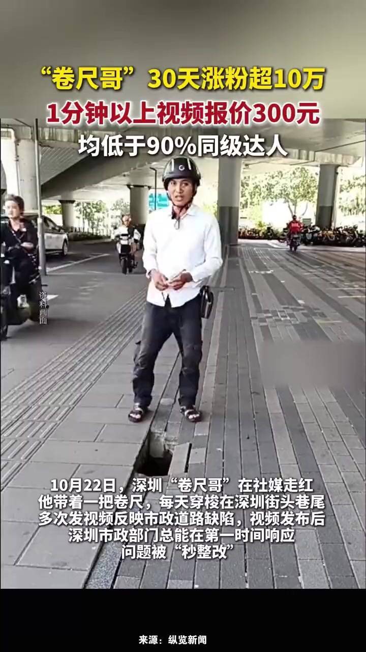 "卷尺哥"30天涨粉超10万,1分钟以上视频报价300元