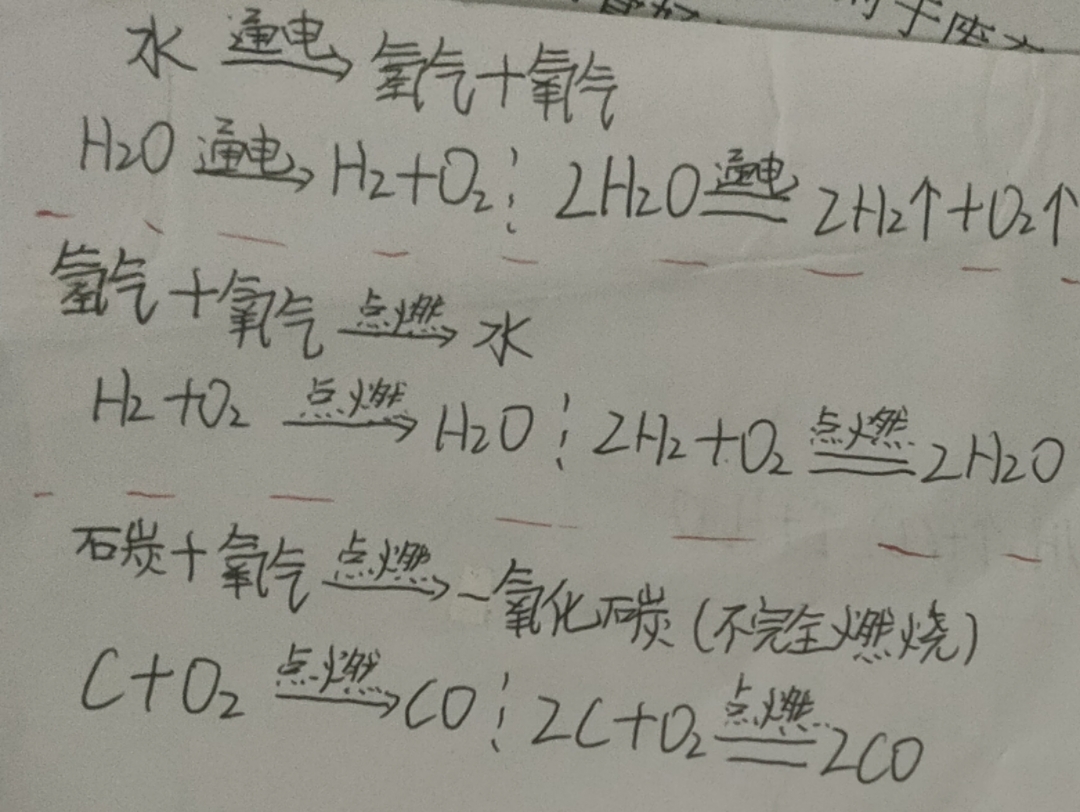 初中化学方程式与文字表达式