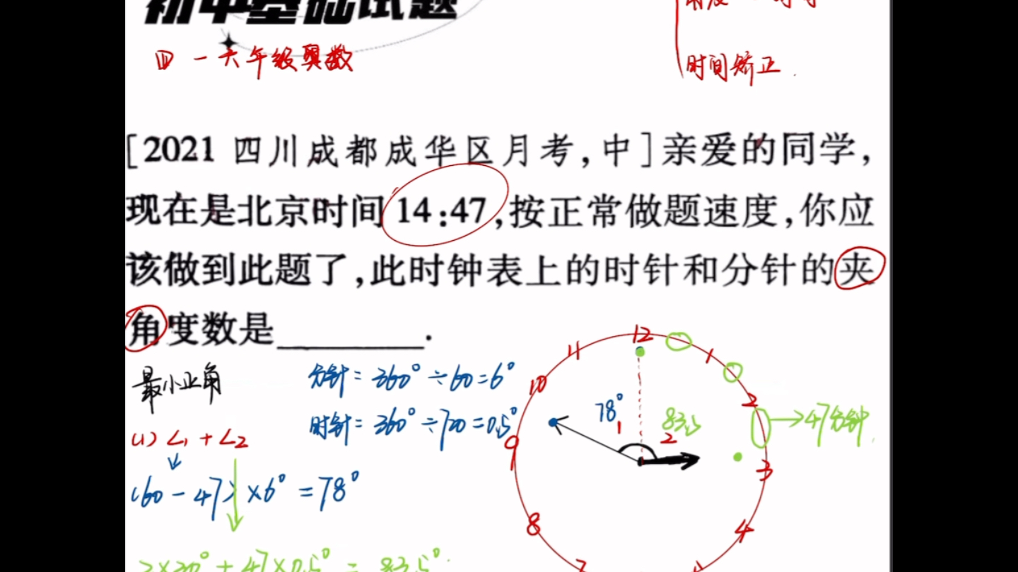 小学初一常考题型——钟表问题