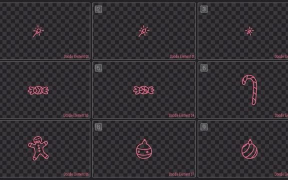 AE模板-88组花卉边框手绘涂鸦圣诞节装饰字幕条文字标题展示