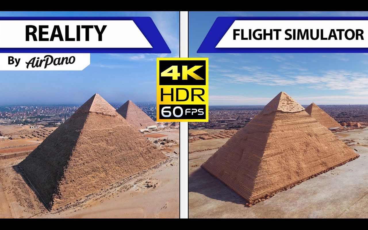 【4K60帧】微软模拟飞行2020 | 游戏 VS 现实 | 图像对比 | 4K最高画质...