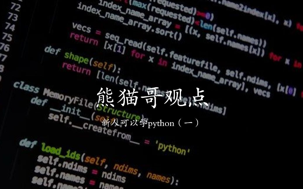 【熊猫哥观点】新人,中学生其实可以学python,只是有前提