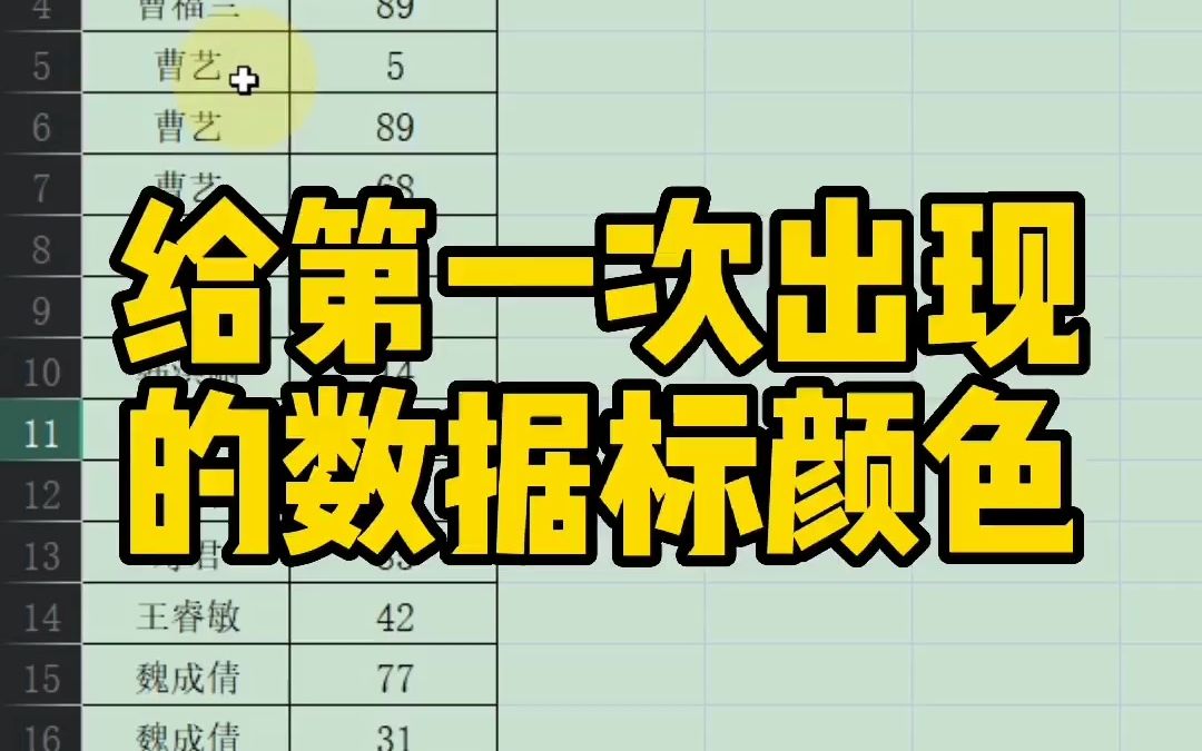 给1第一次出现的数据标颜色#WPS表格技巧#条件格式