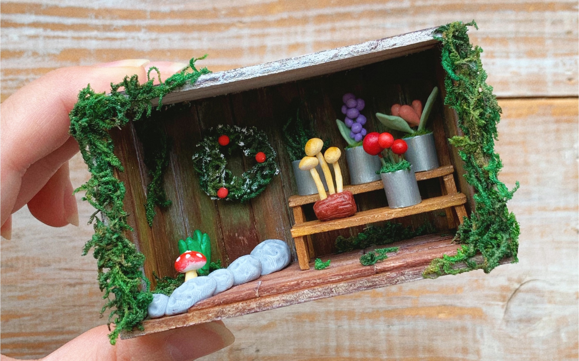 制作过程|微缩模型场景迷你景观-做旧自然植物角落